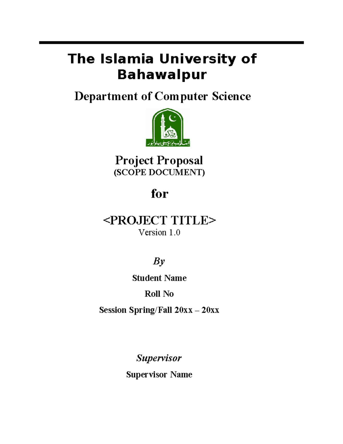 Project Scope Document IUB ver 1 - The Islamia University of Bahawalpur ...