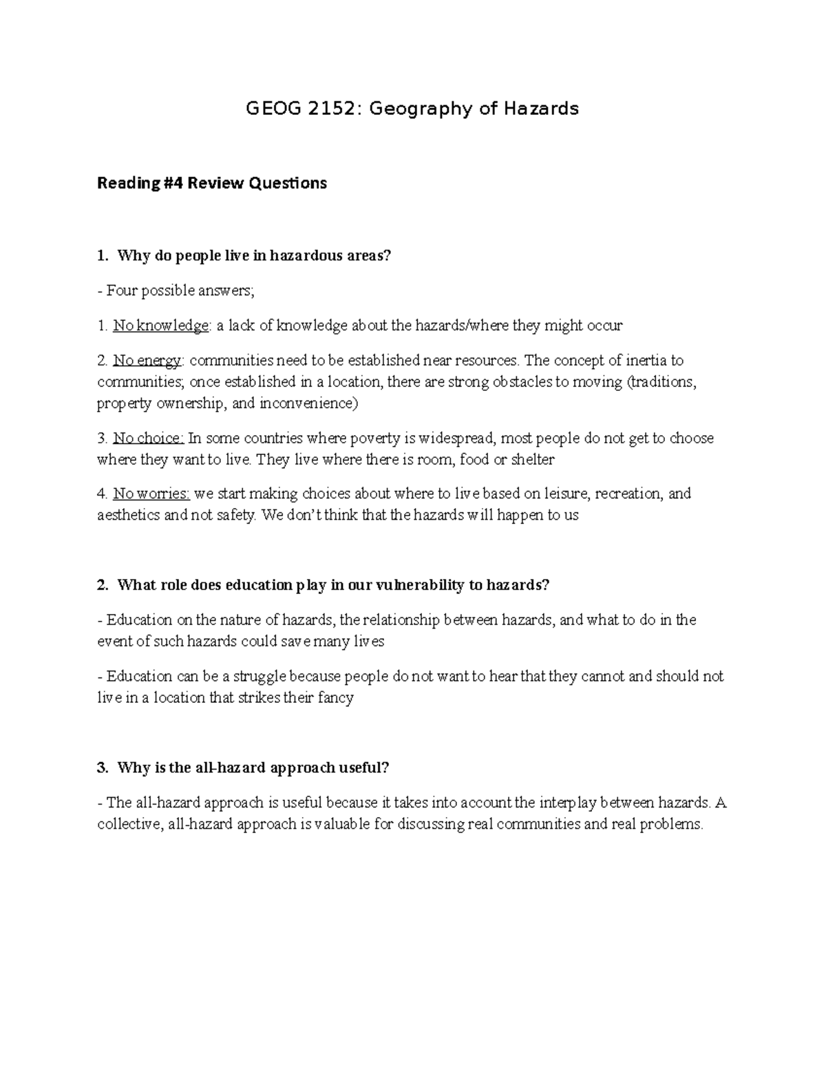 Reading #4 Questions - GEOG 2152: Geography of Hazards Reading Review ...