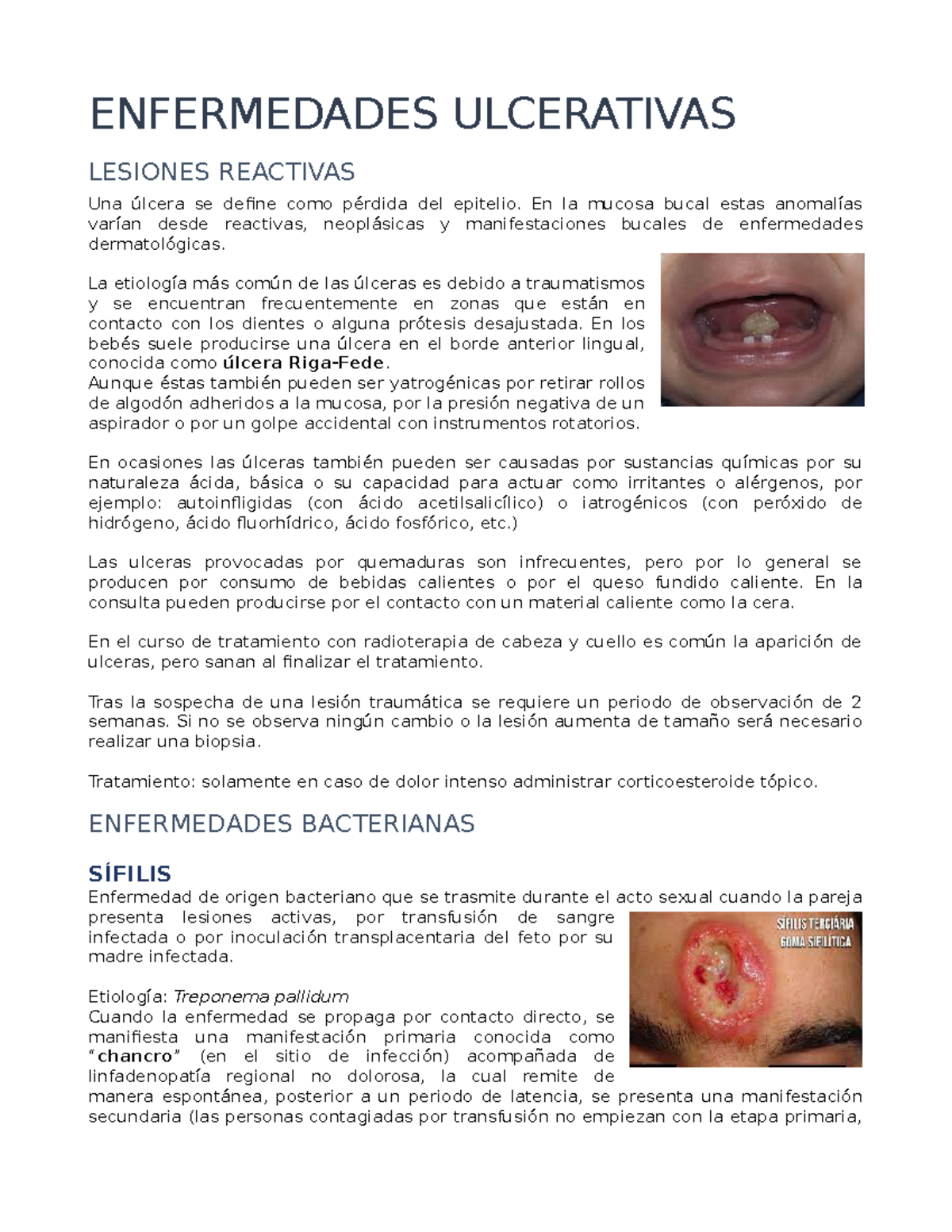 Enfermedades ulcerativas - ENFERMEDADES ULCERATIVAS LESIONES REACTIVAS ...