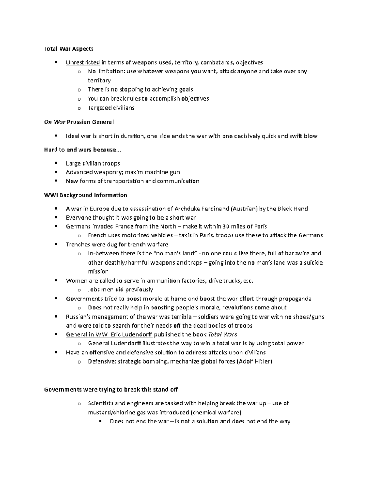 WWI and Total War - Total War Aspects Unrestricted in terms of weapons ...