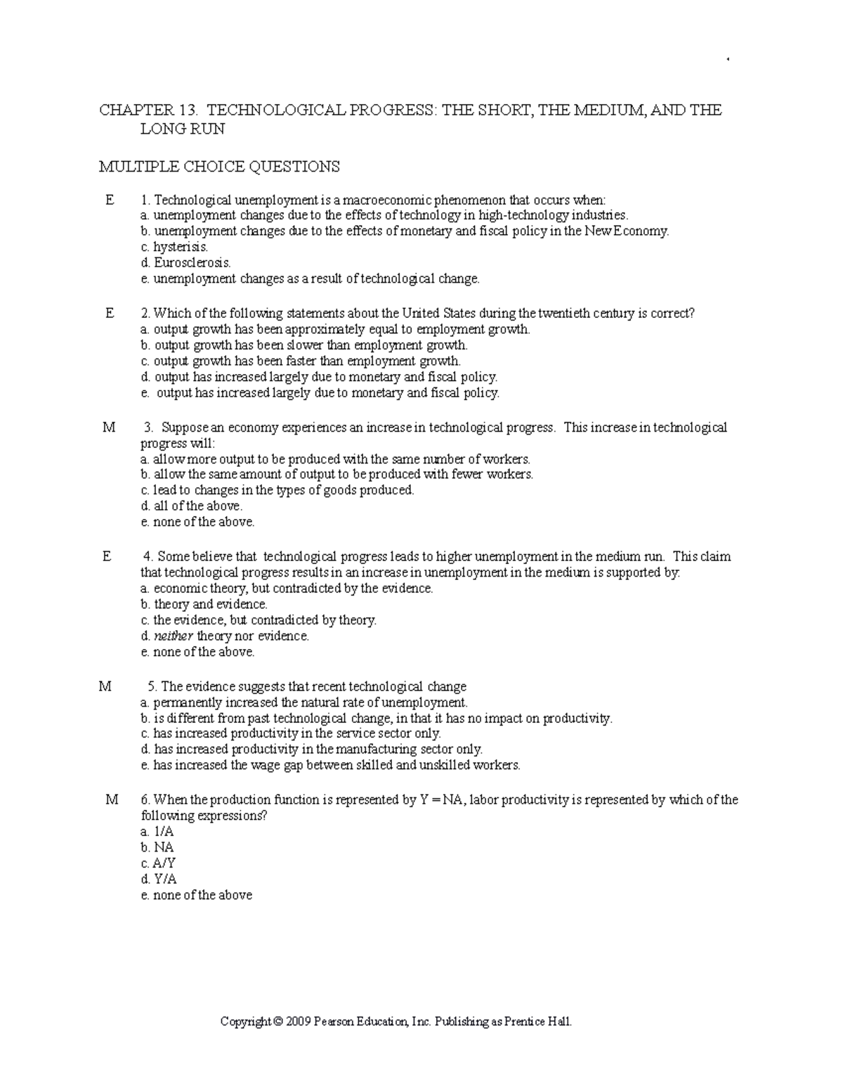 Ch13 TB 5e - Eco chapter 13 tutorial and answers - CHAPTER 13. TECHNOLOGICAL PROGRESS: THE SHORT ...