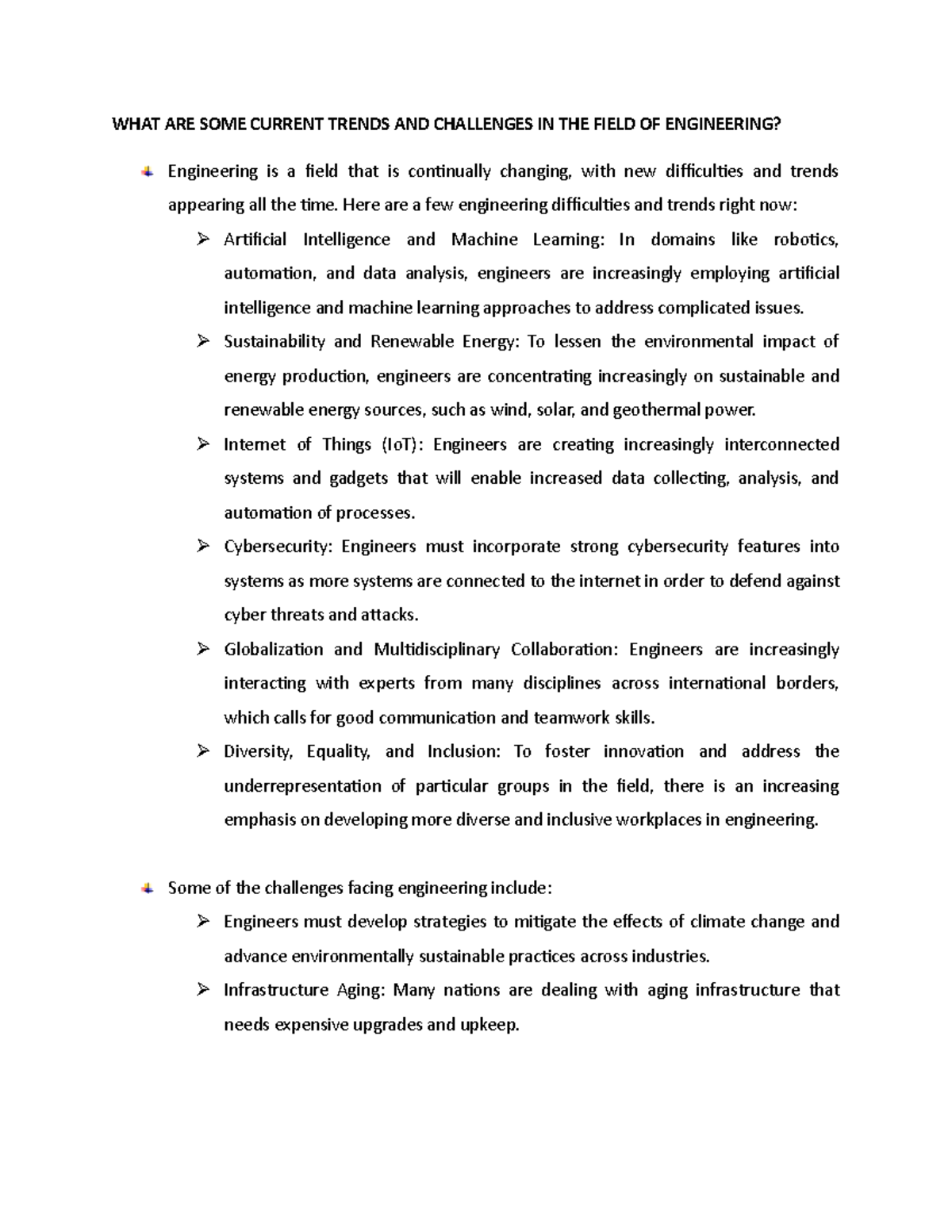 WHAT ARE SOME Current Trends AND Challenges IN THE Field OF Engineering ...