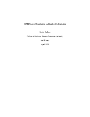 C207 Task 1 - QUM2 Task 1: Data-Driven Decision Making Daniel Durham ...