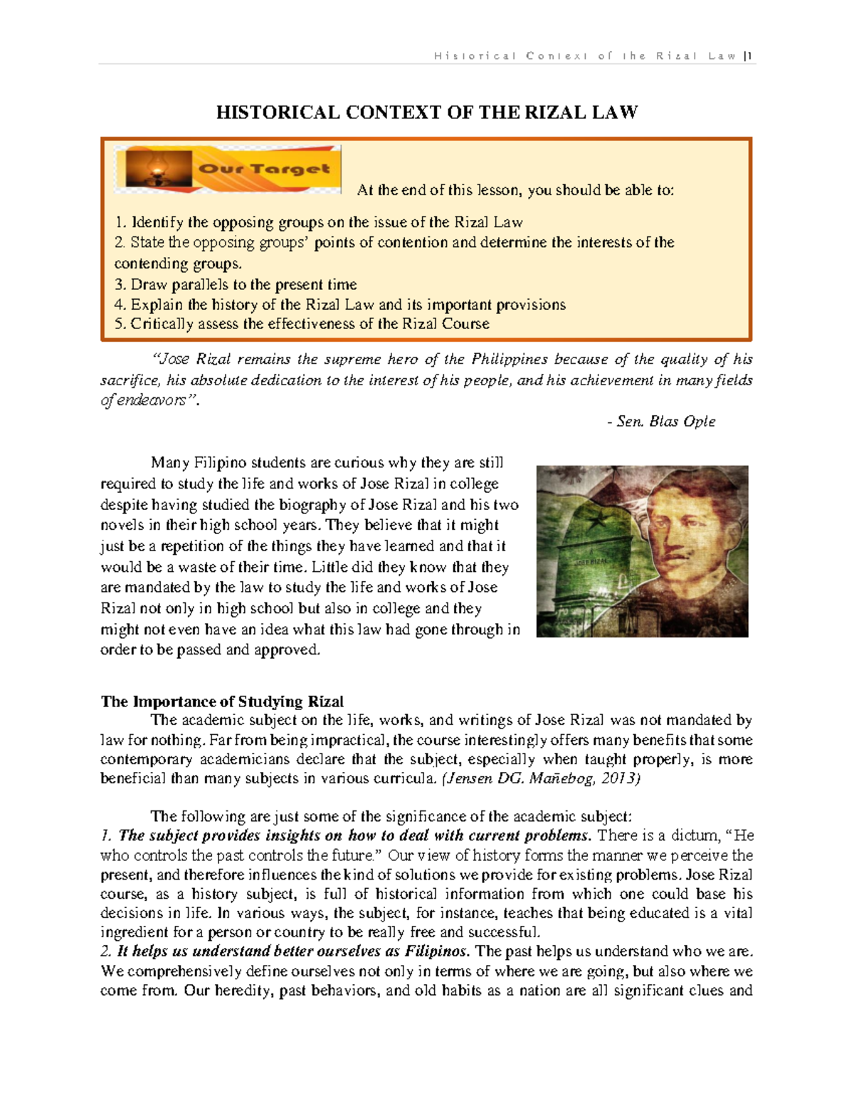 Module 1 Historical Context of the Rizal Law - HISTORICAL CONTEXT OF ...