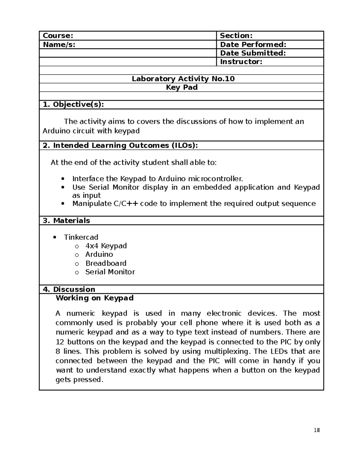 CPE400-Lab10 - GOOODLUCK - Course: Section: Name/s: Date Performed: Date Submitted: Instructor ...