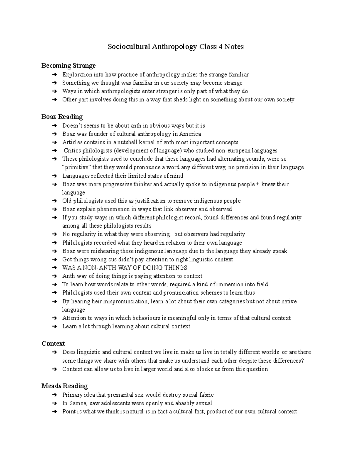 Sociocultural Anth Class 4 Notes - Sociocultural Anthropology Class 4 ...