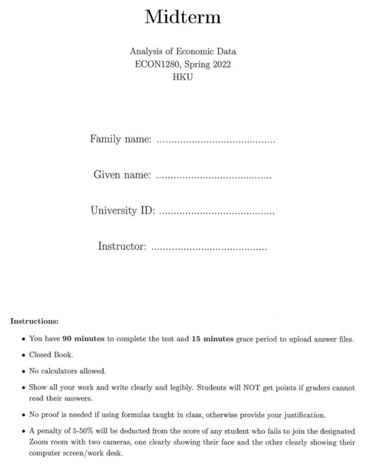 2021 Midterm - for your reference - Midterm Analysis of Economic Data ECON1280, Spring 2022 HKU ...
