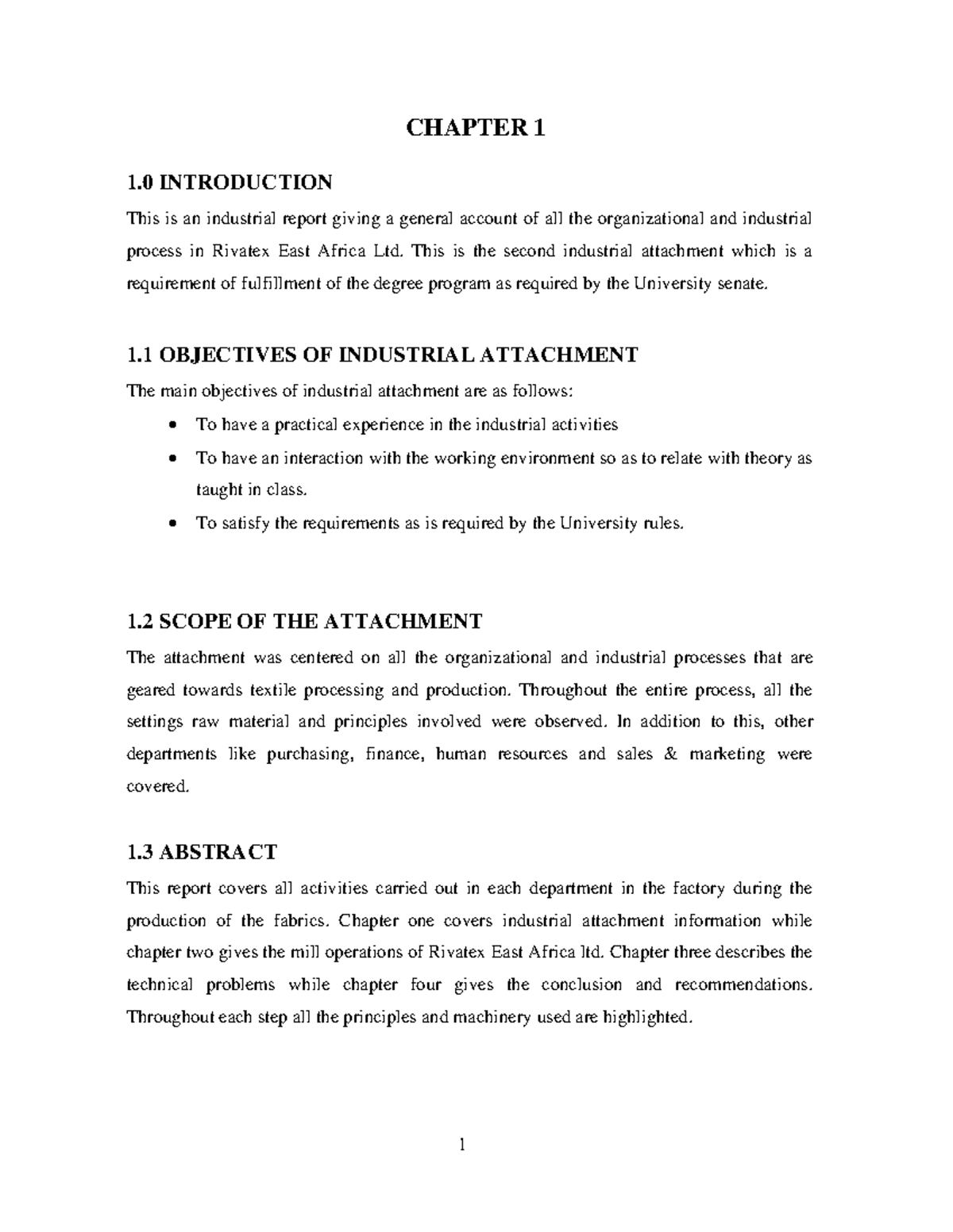 Cotton Processing - Sample Report 3 - CHAPTER 1 1 INTRODUCTION This is ...