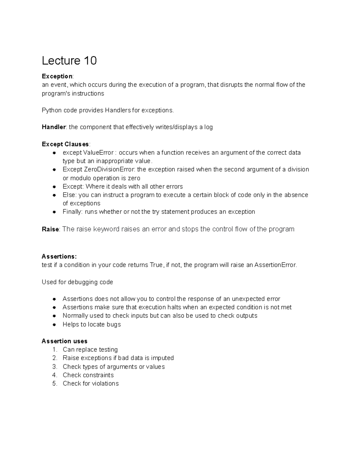 CPS 109 w10 - CPS 109 week 10 - Lecture 10 Exception: an event, which ...