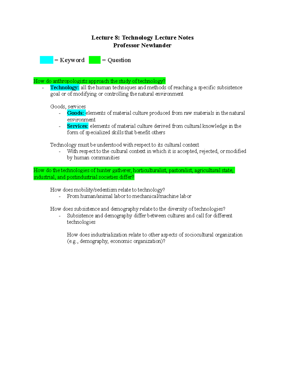 Ant 10cd Lecture 8 Notes Technology Docx File Lecture 8 Technology Lecture Notes Professor