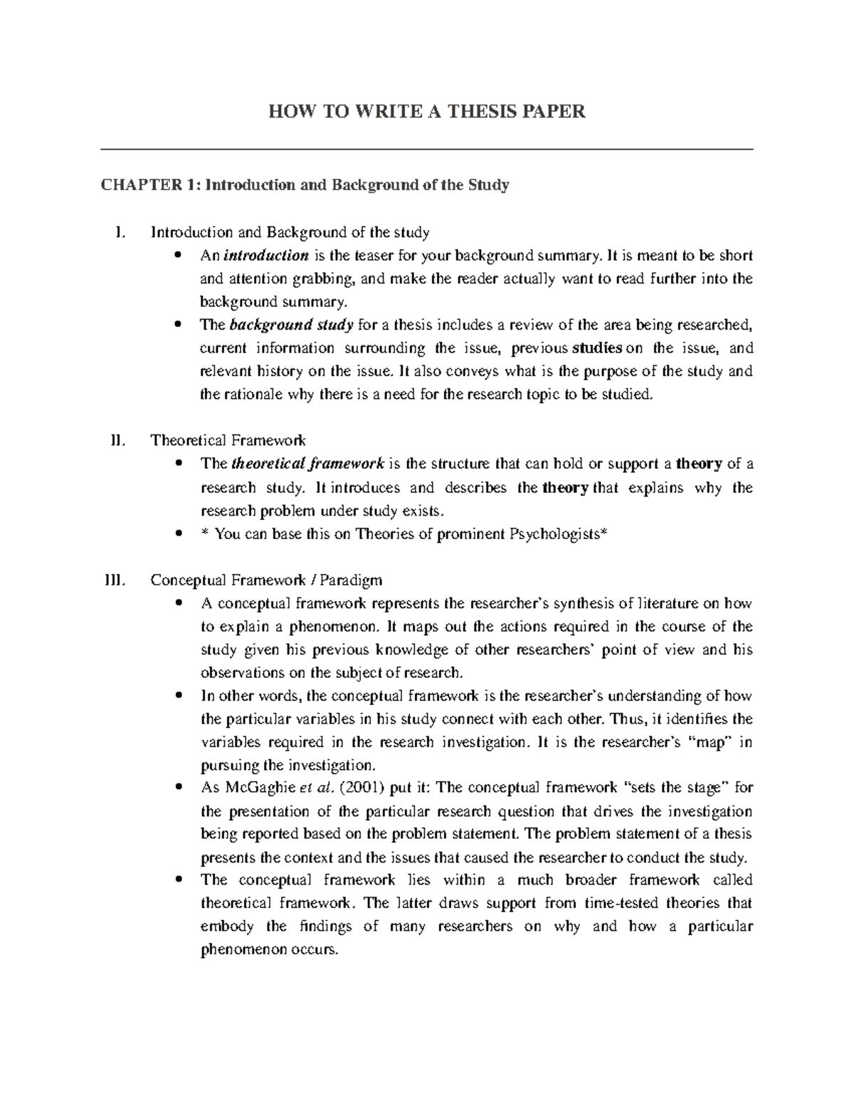 HOW TO Write A Thesis Paper - HOW TO WRITE A THESIS PAPER CHAPTER 1 ...