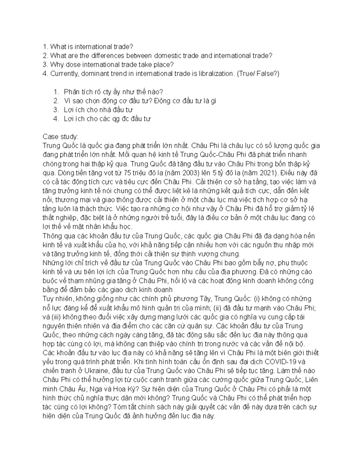 Case study - ádd - What is international trade? What are the ...