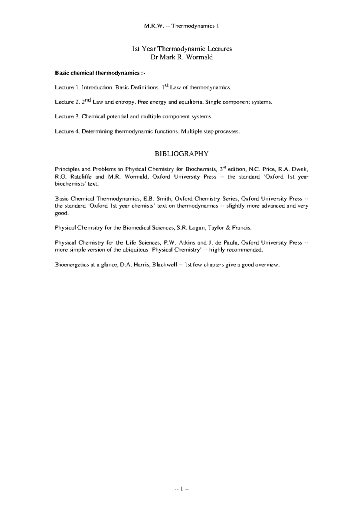 Basic thermodynamics - Good notes - 1st Year Thermodynamic Lectures Dr ...