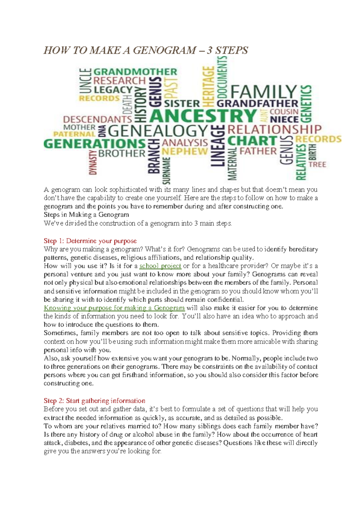 Genogram - HOW TO MAKE A GENOGRAM – 3 STEPS A genogram can look ...