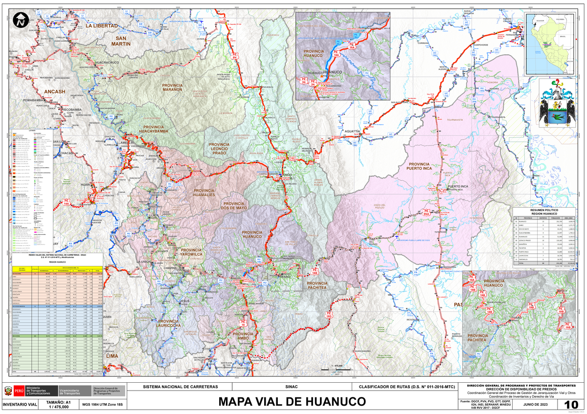Mapa vial de huanuco - PANAO CHAGLLA MOLINO PUERTO INCA CODO DEL POZUZO ...
