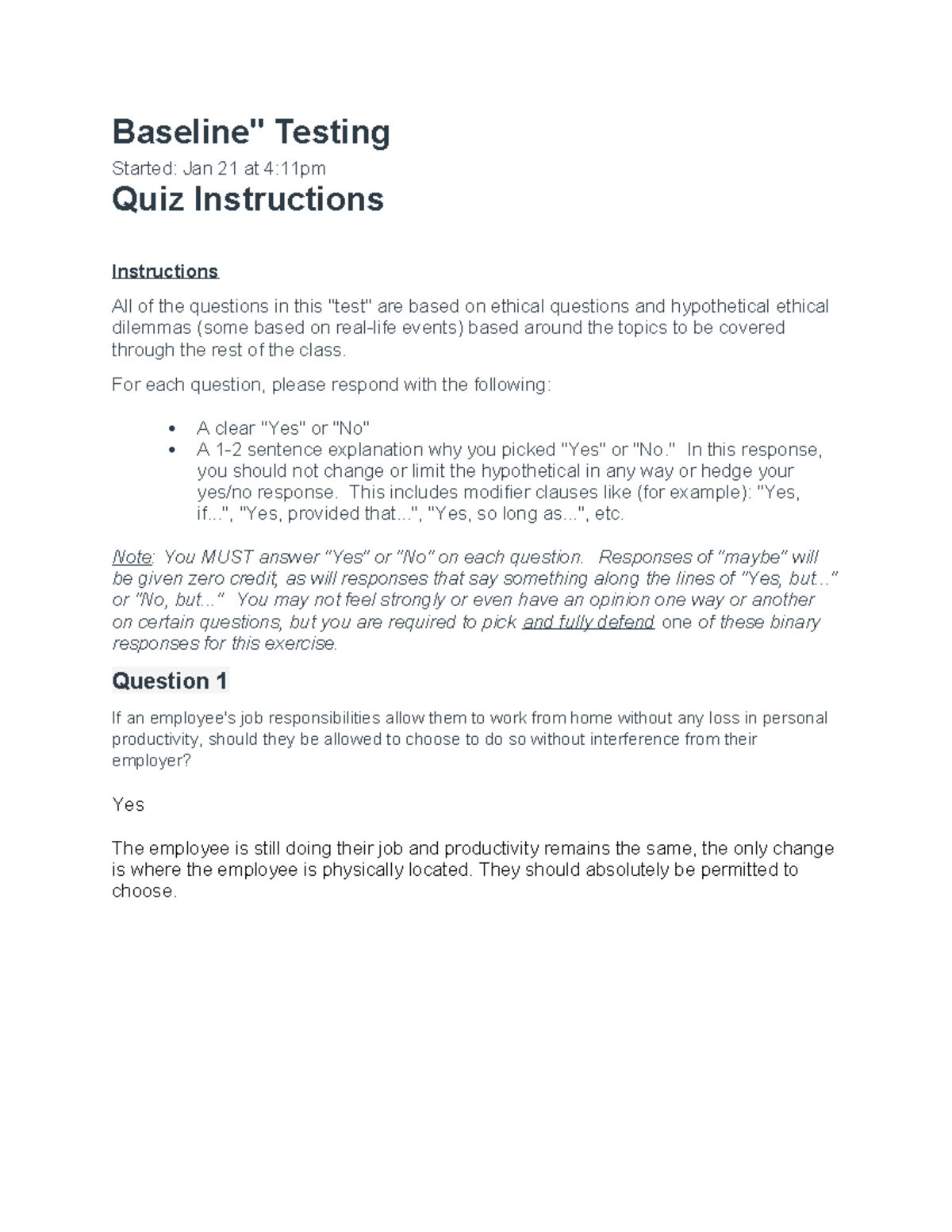 Baseline testing - Baseline" Testing Started: Jan 21 at 4:11pm Quiz ...