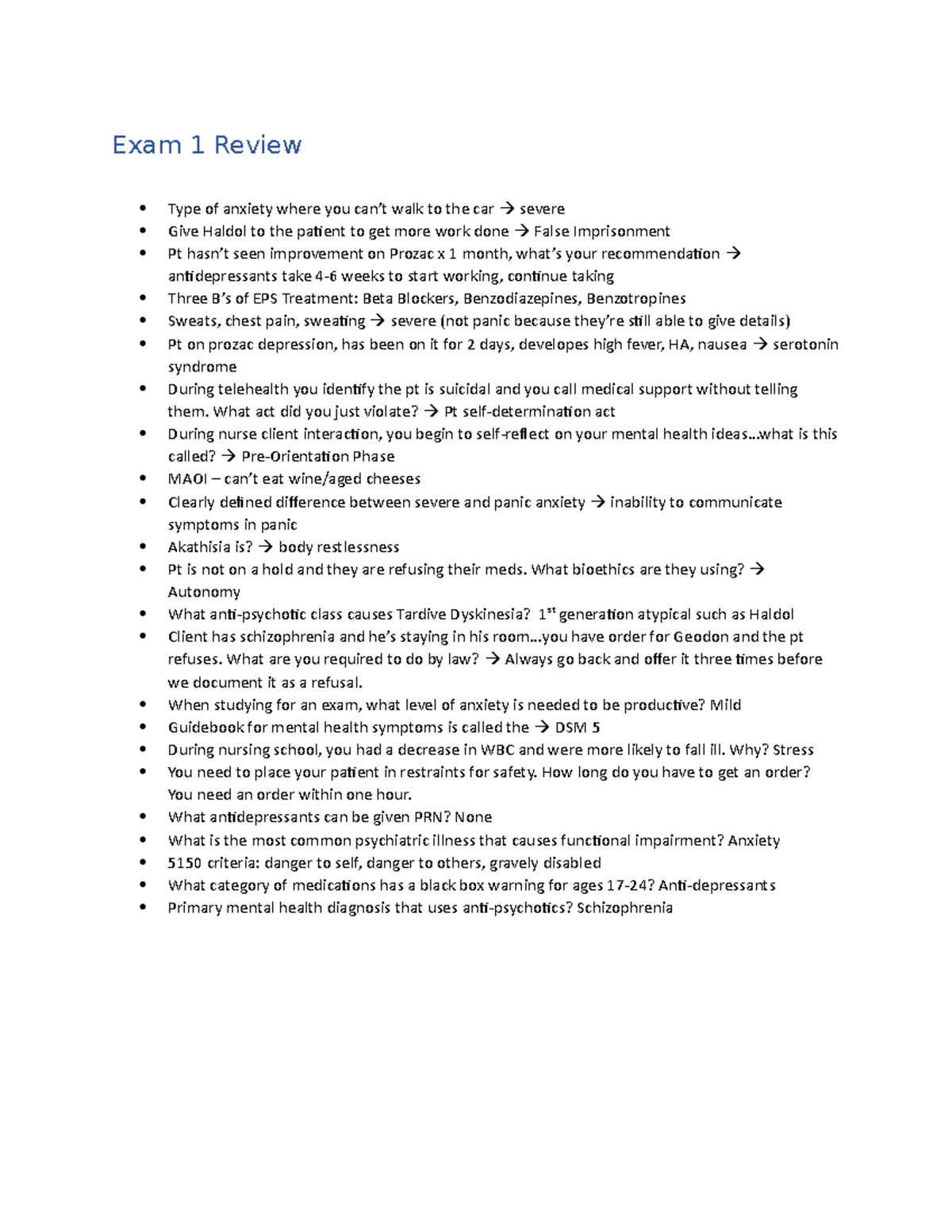 Exam 1 Review - Study Guide for the first exam and for commonly asked ...