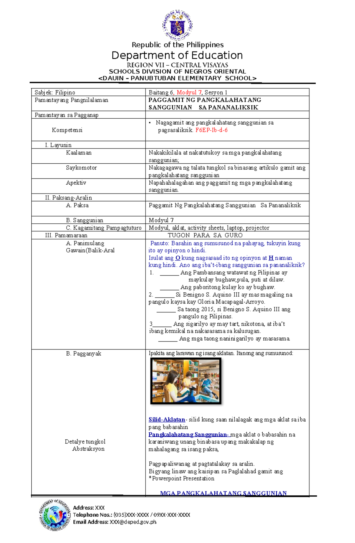 COT Filipino 2023-2024 First Quarter - Republic of the Philippines ...