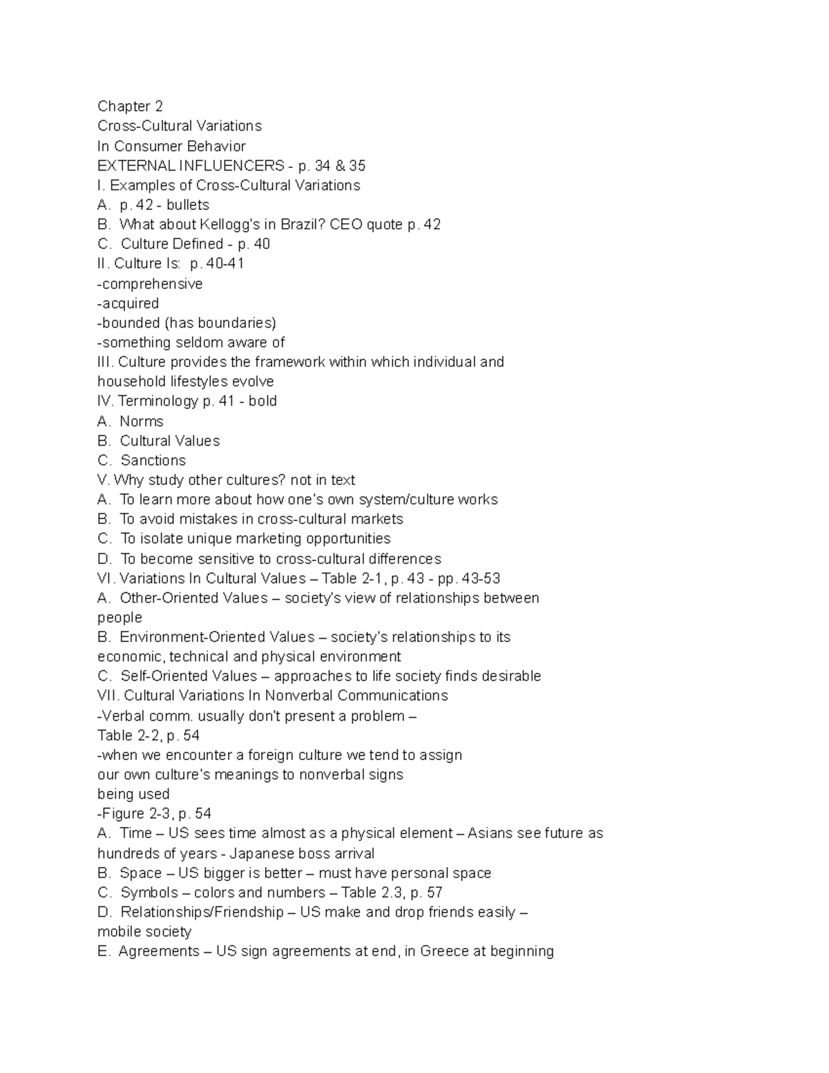 Chapter 2 outline - Chapter 2 Cross-Cultural Variations In Consumer Behavior EXTERNAL ...