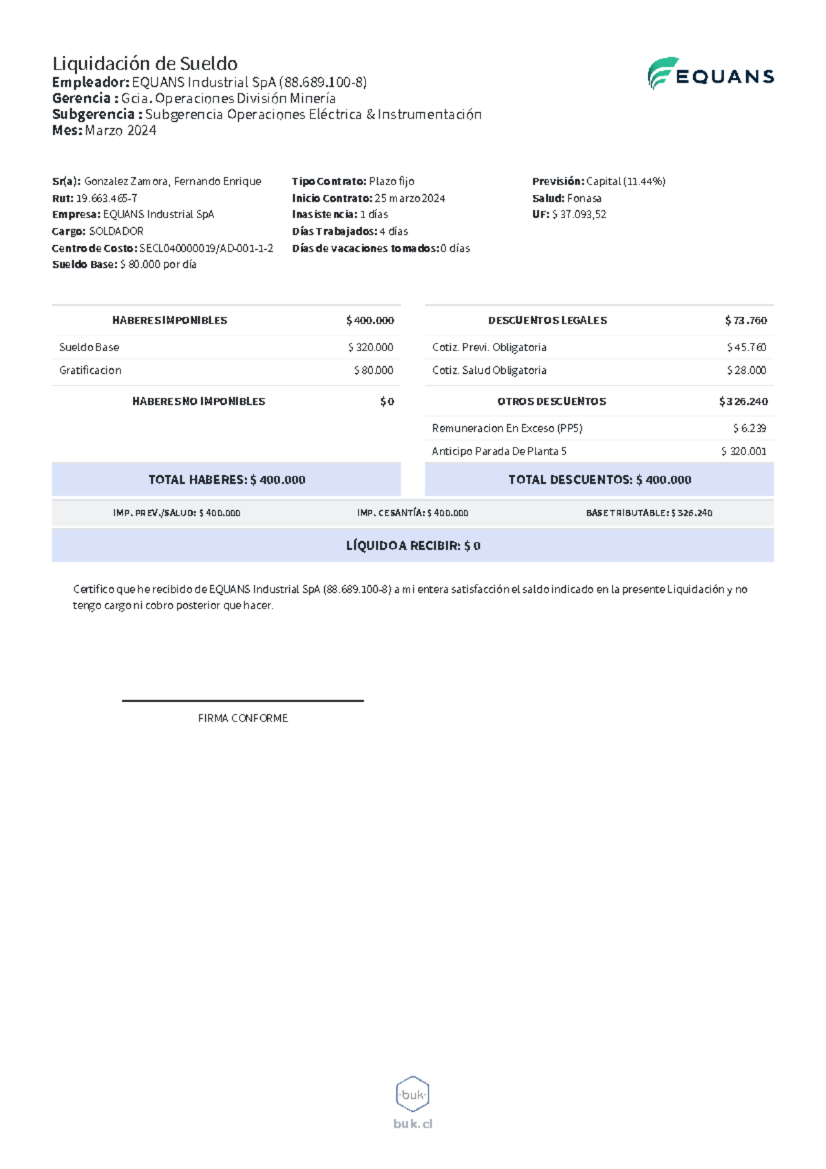 Liquidacion - Todo lo que deve saber - IMP. PREV./SALUD: $ 400 IMP ...