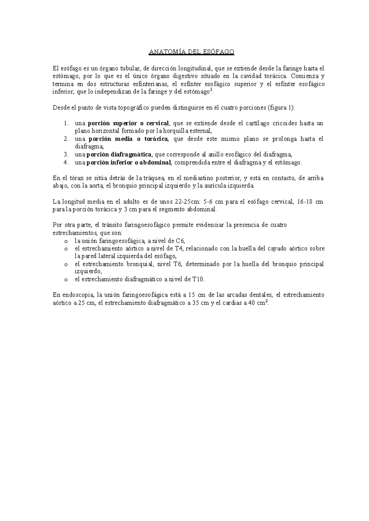 Esofago - ANATOMÍA DEL ESÓFAGO El esófago es un órgano tubular, de ...