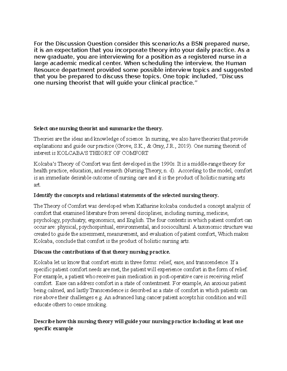 Module 1 Select one nursing theorist and summarize the theory - NUR3643 ...