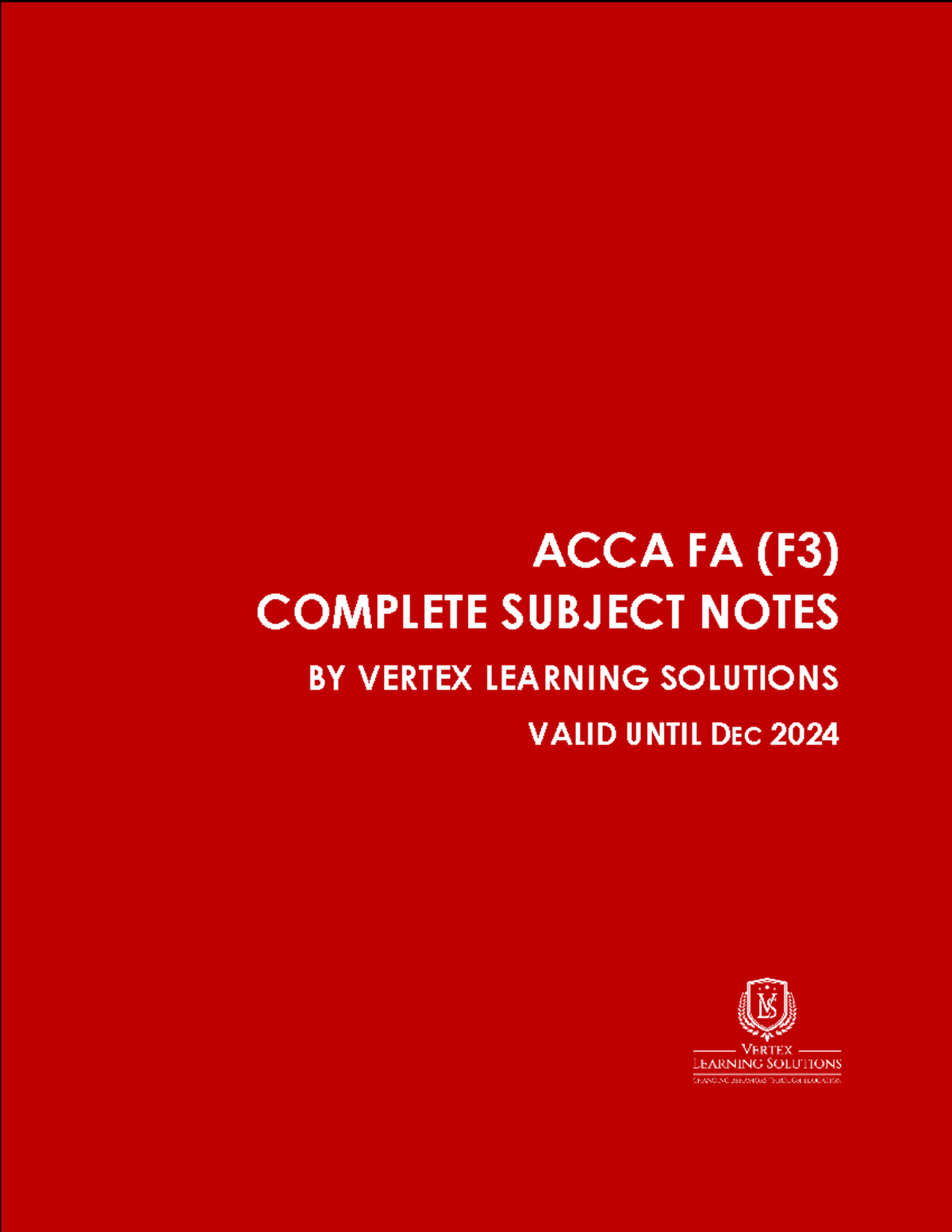 F3-Sample Notes Until December 2024 - ACCA FA (F3) COMPLETE SUBJECT ...
