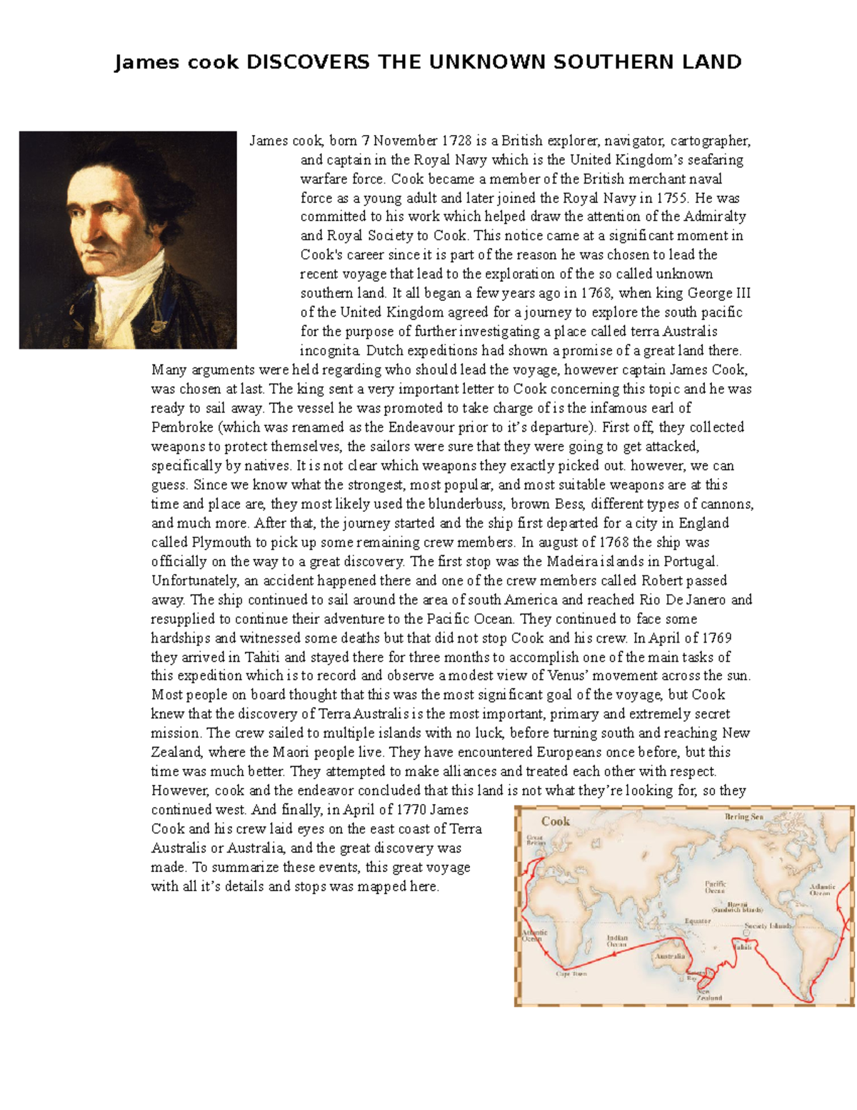 James cook final - this is a biograpghy - James cook DISCOVERS THE ...