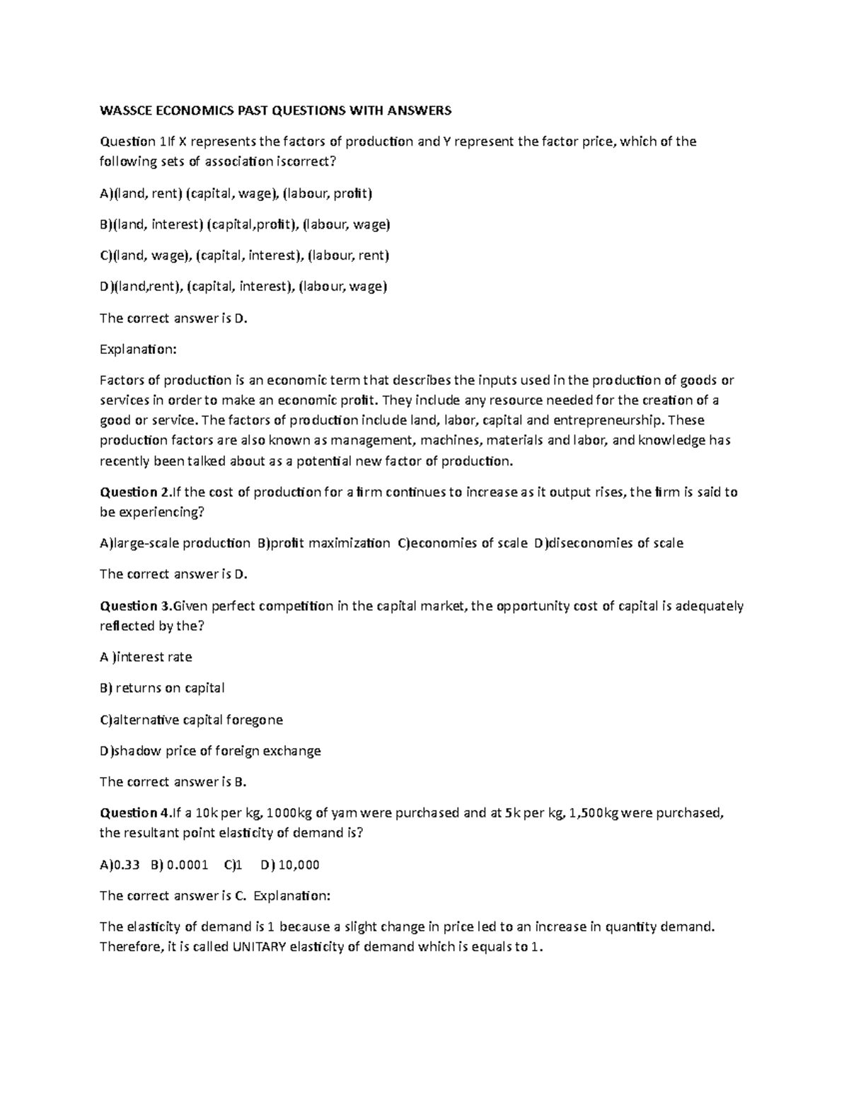 Economics AND Political economics - WASSCE ECONOMICS PAST QUESTIONS ...