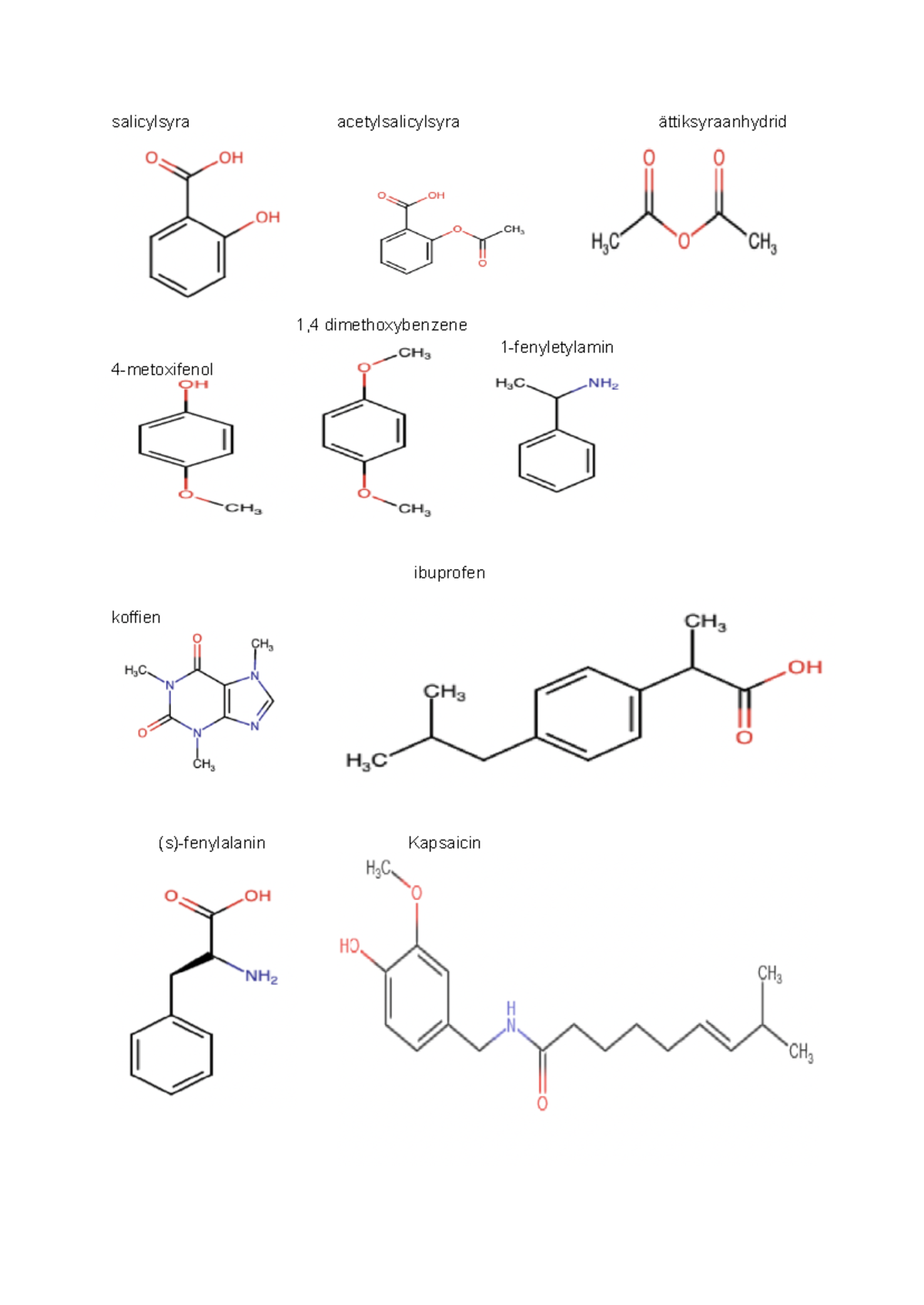 Strukturformler - KO3003 - salicylsyra acetylsalicylsyra ...