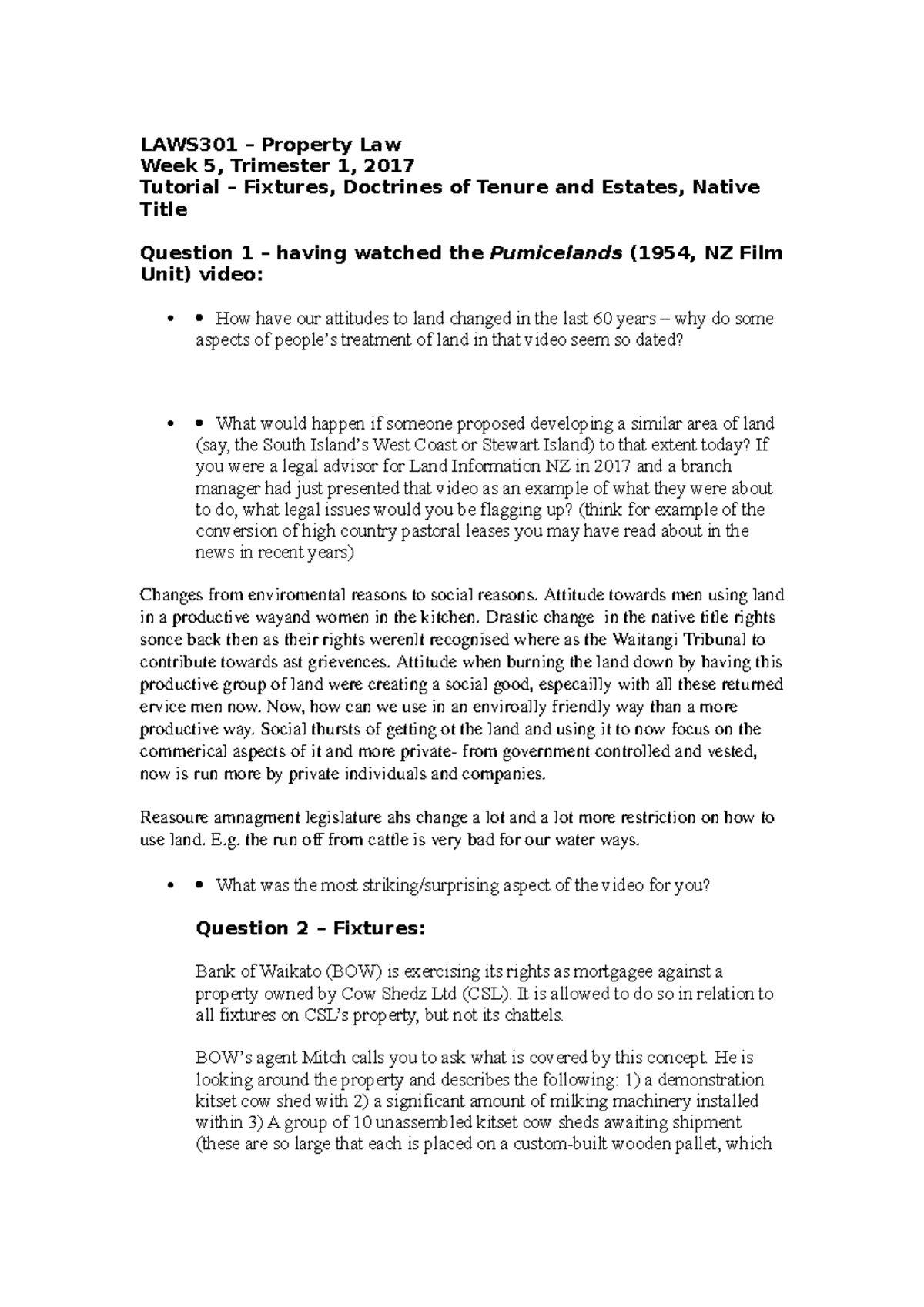 Week Three Property Tutorial - LAWS301 – Property Law Week 5, Trimester ...