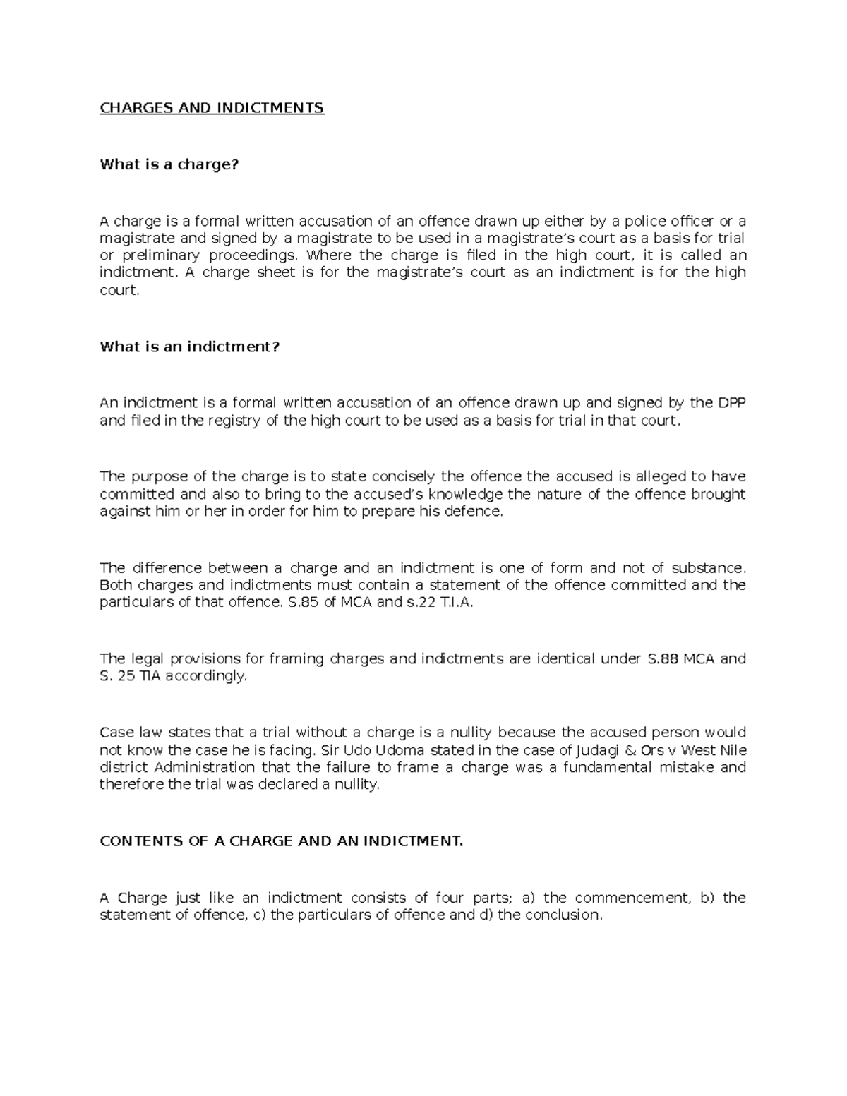 Charges AND Indictments - Criminal law I - Studocu