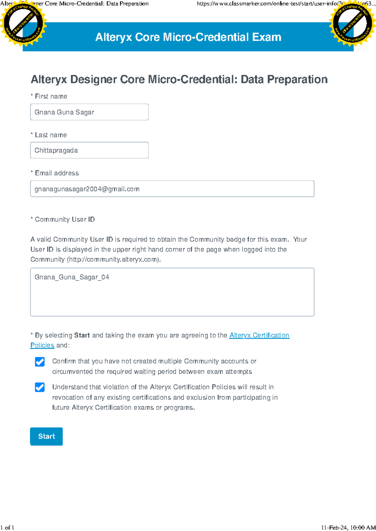 Alteryx Designer Core Micro-Credential Data Preparation - Your User ID ...