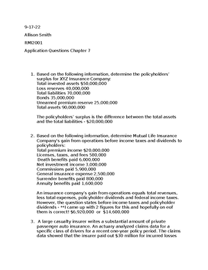 Chapter-01 Application Questions - RMI2001 - Studocu