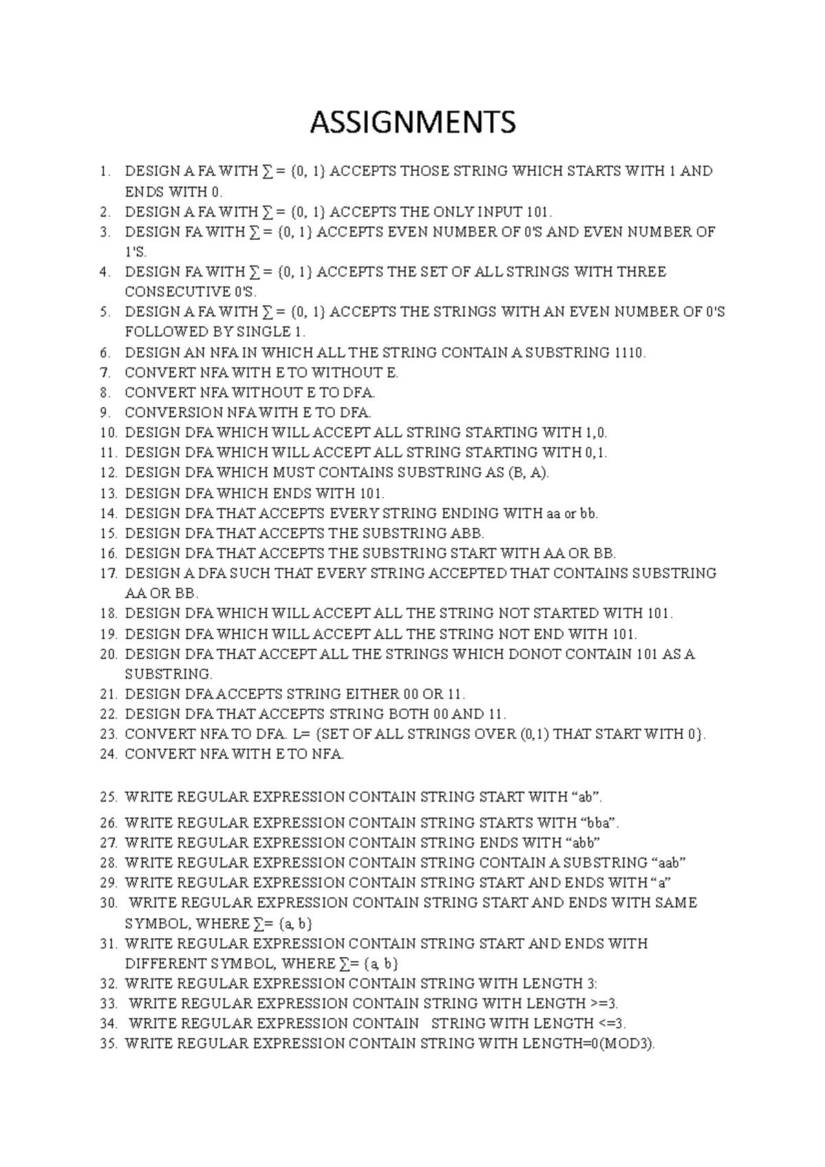FLAT Assignmentfor the year 2022 (Even Semester) - ASSIGNMENTS 1 ...