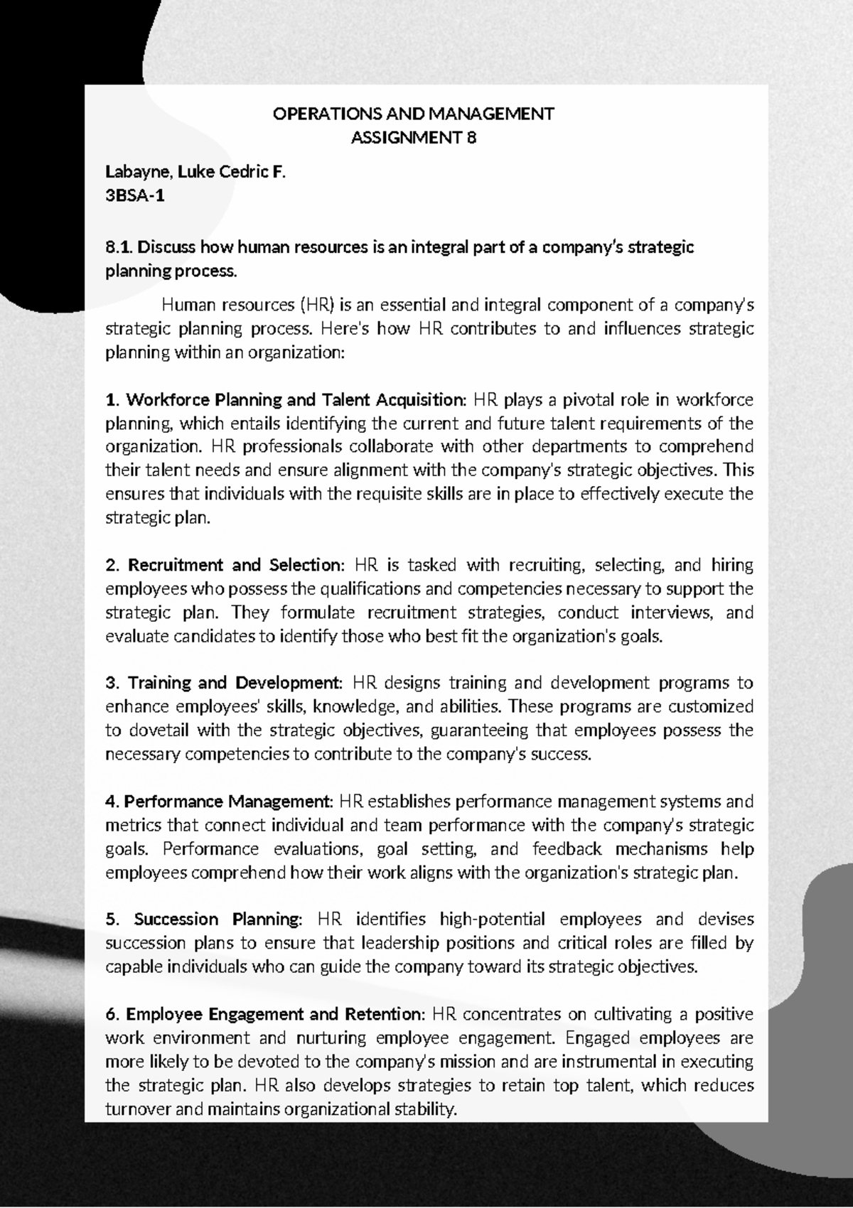 ASS 8 OPERATIONS AND MANAGEMENT - OPERATIONS AND MANAGEMENT ASSIGNMENT ...