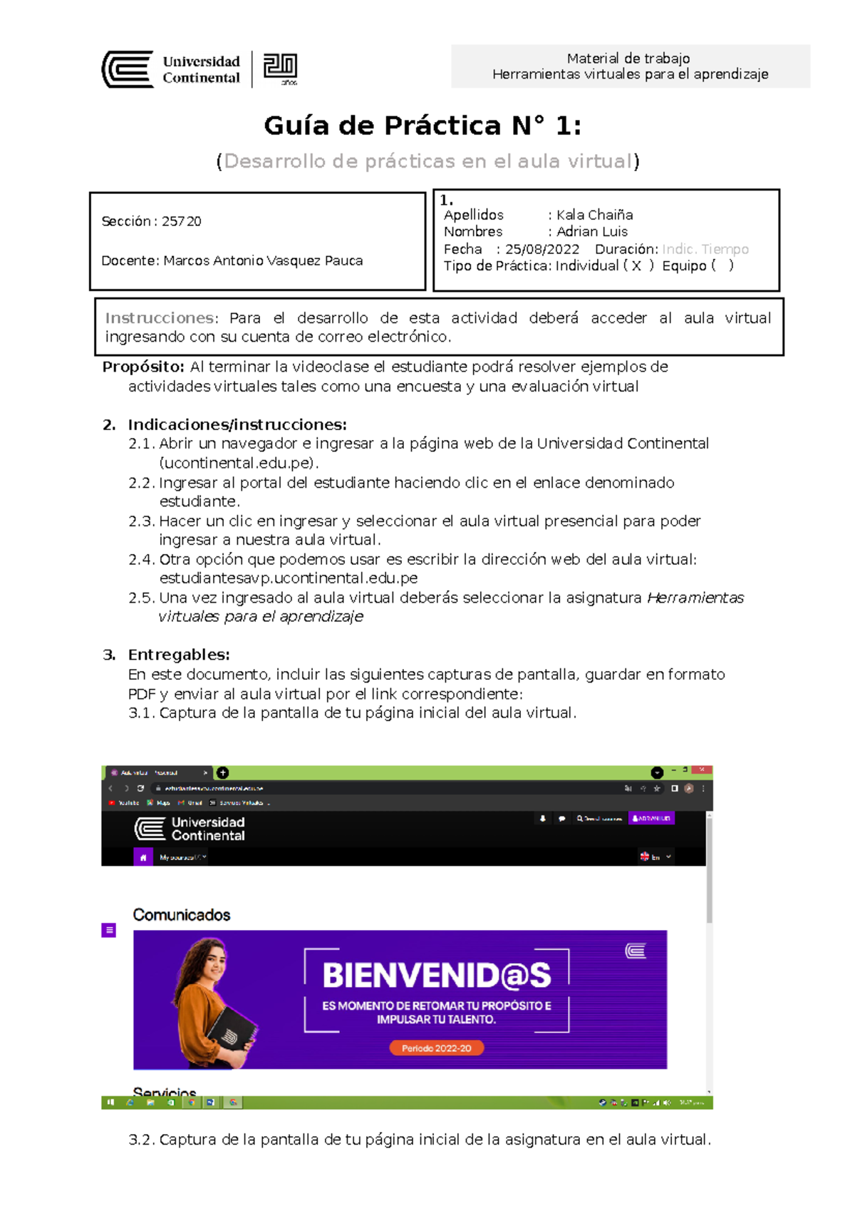 Guía práctica de la semana 01 - Guía de Práctica N° 1: (Desarrollo de ...