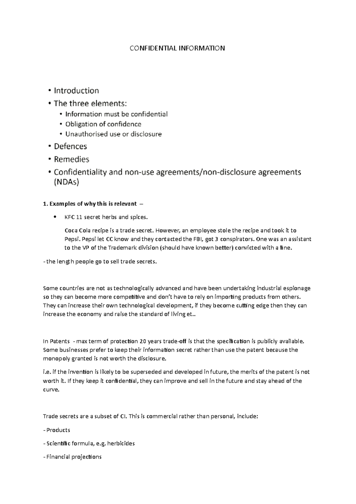 Confidential Information - CONFIDENTIAL INFORMATION Examples of why ...