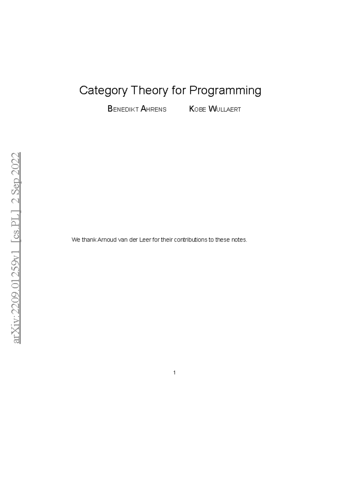 Category Theory for Programming - arXiv:2209 [cs] 2 Sep 2022 Category ...
