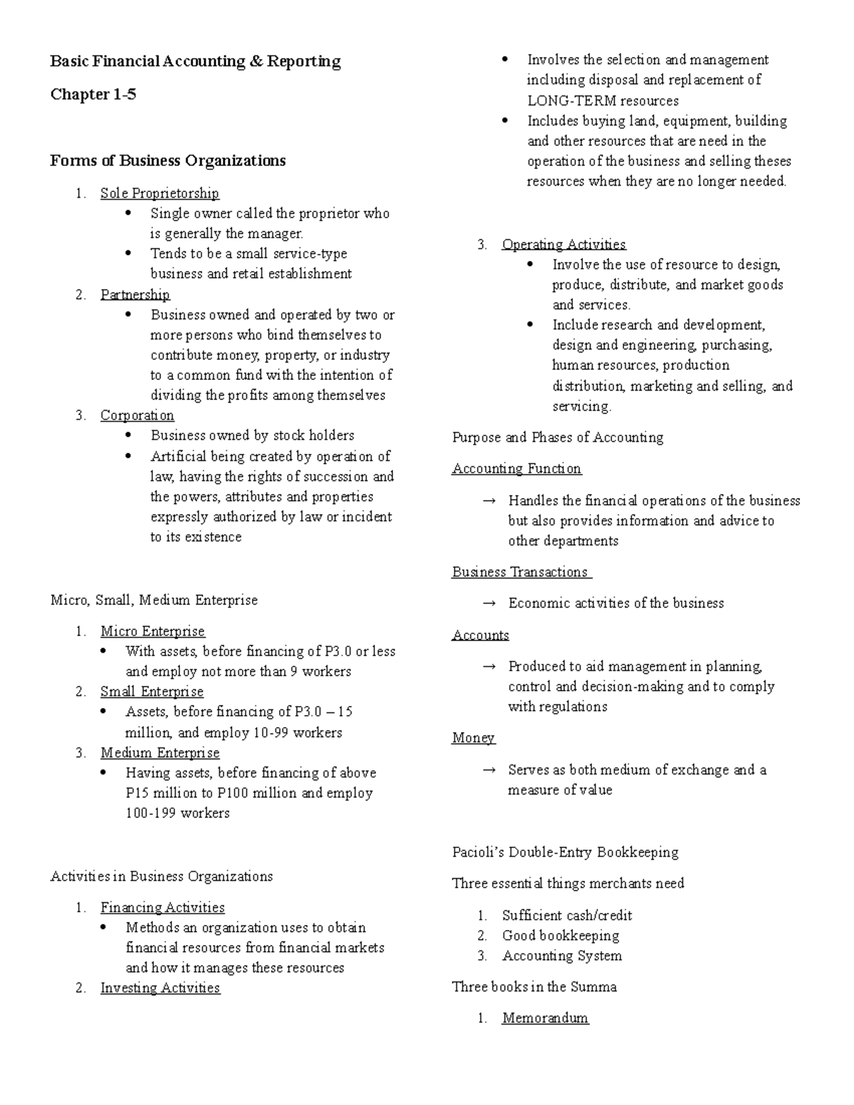 FAR Reviewer - This is a summary for BFAR Chapter 1-6. - Basic Financial Accounting & Reporting ...