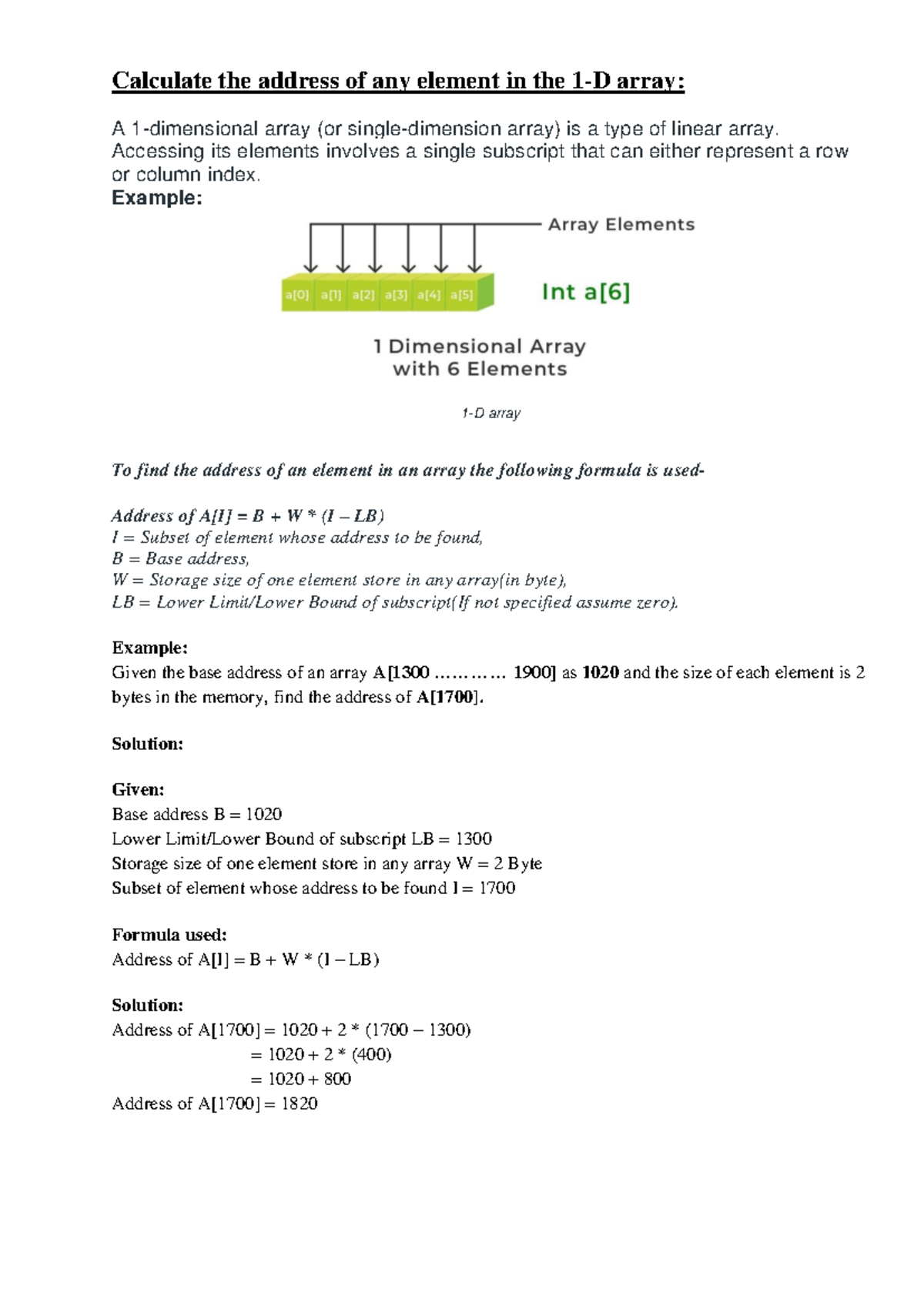 42 Calculating The Address Of An Element In An Array Calculate The