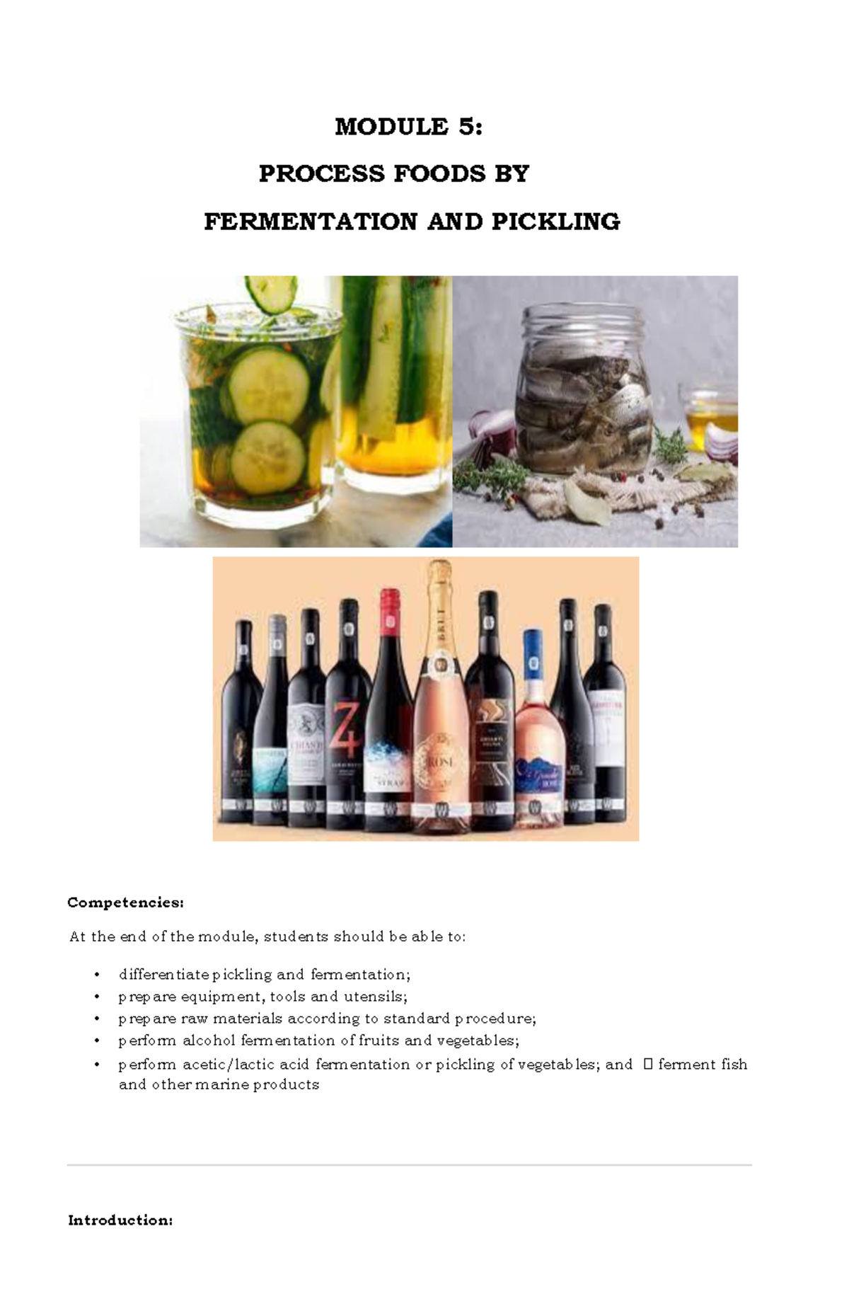 Module-5-Copy - MODULE 5: PROCESS FOODS BY FERMENTATION AND PICKLING ...
