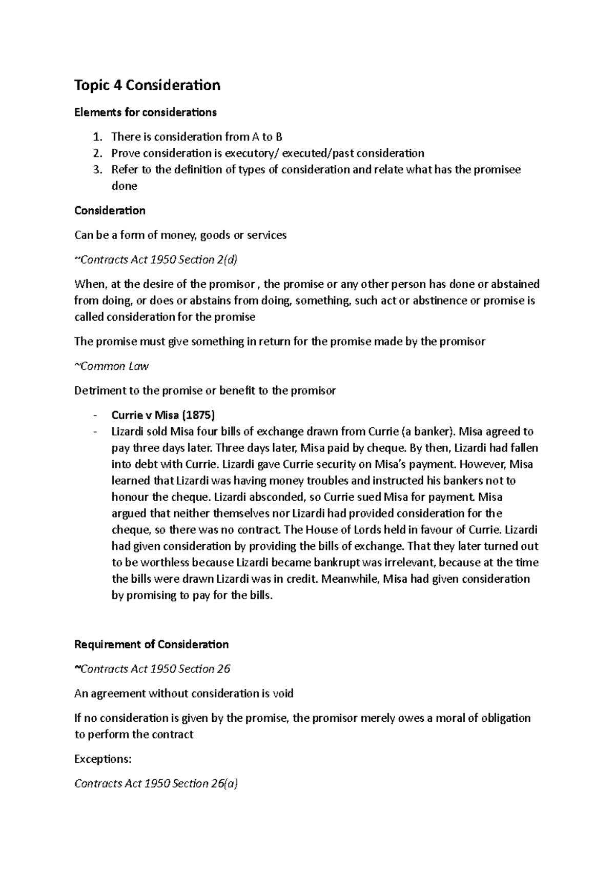 Topic 4 Consideration - Topic 4 Consideration Elements for ...