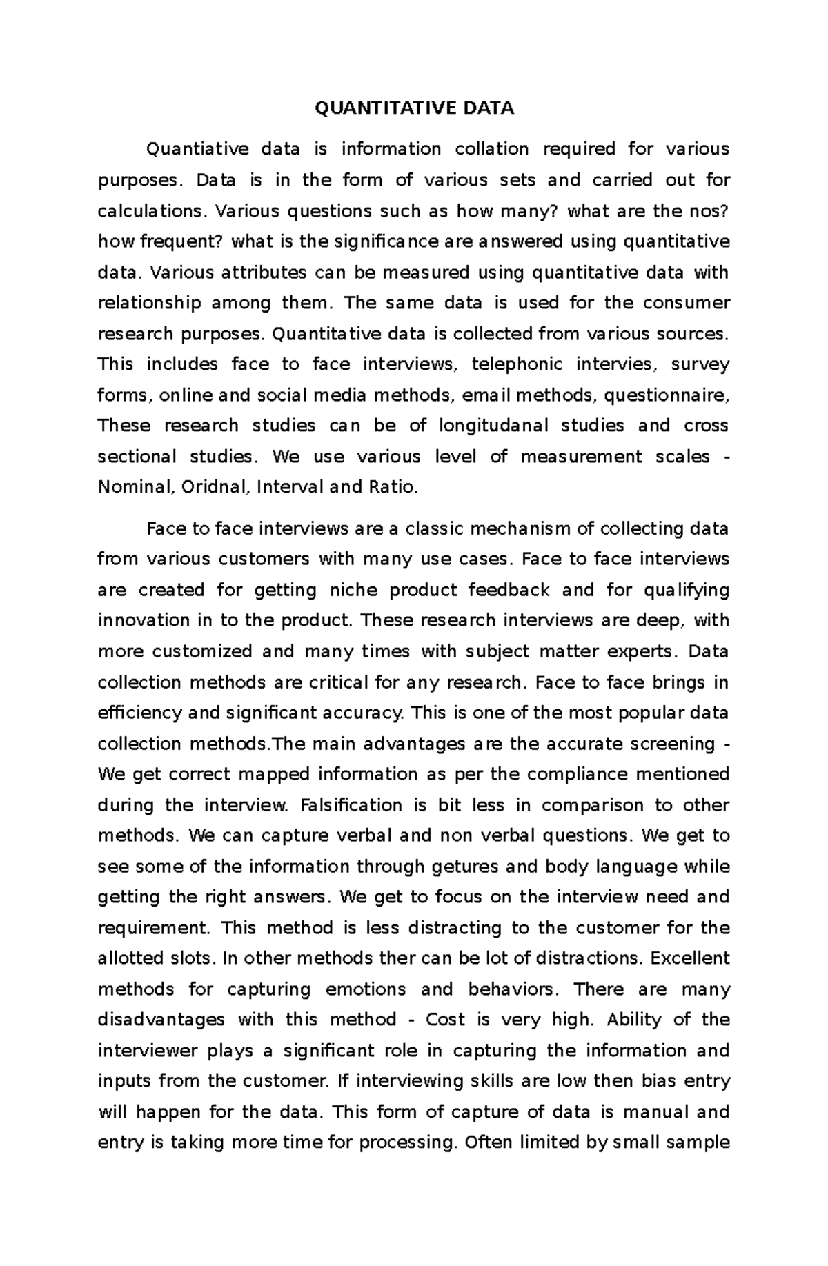 Quantitative data - Insights - QUANTITATIVE DATA Quantiative data is ...