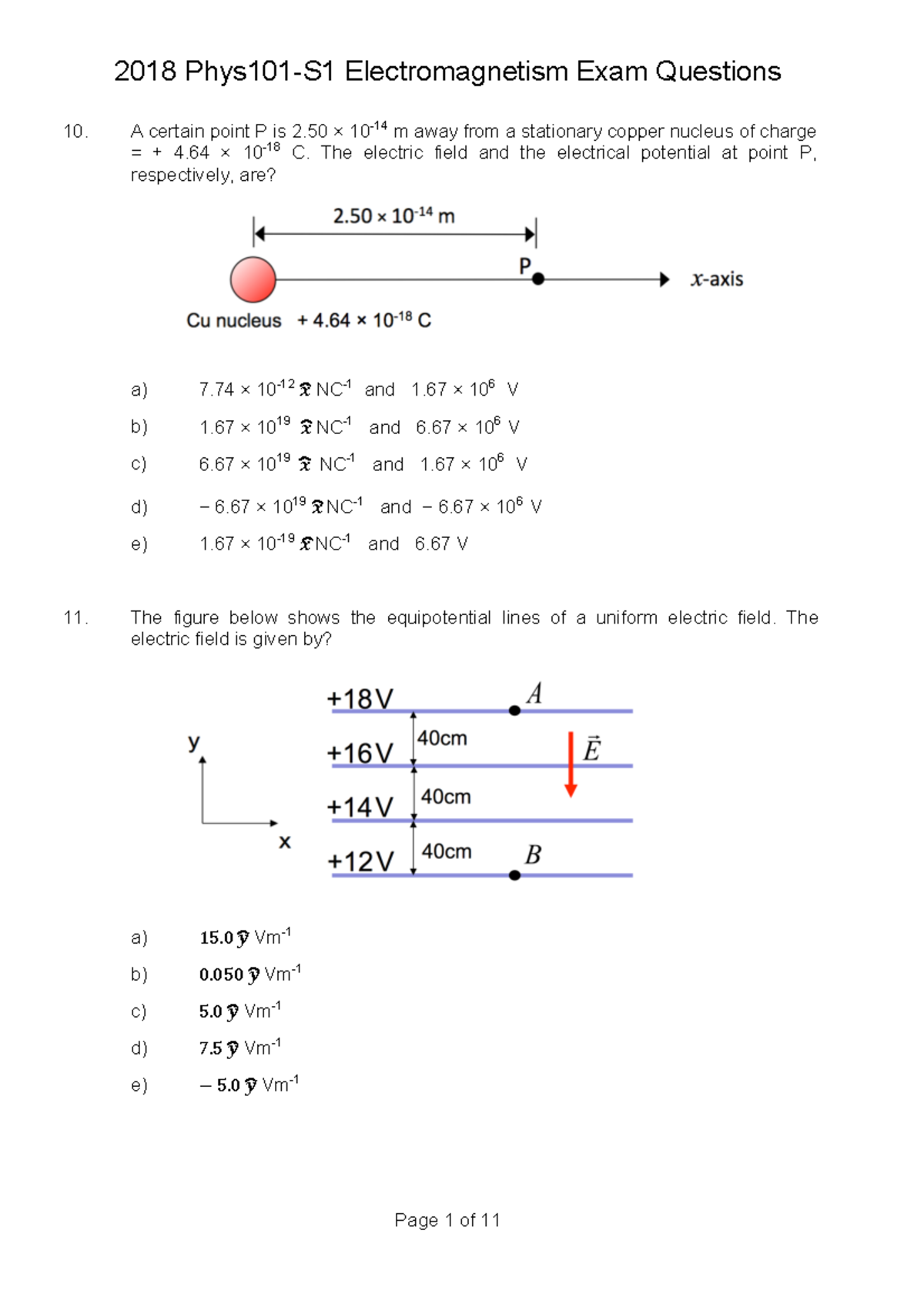 Phys101S1 2018 Questions Revision Electricity - 2018 Phys101-S1 Electromagnetism Exam Questions ...