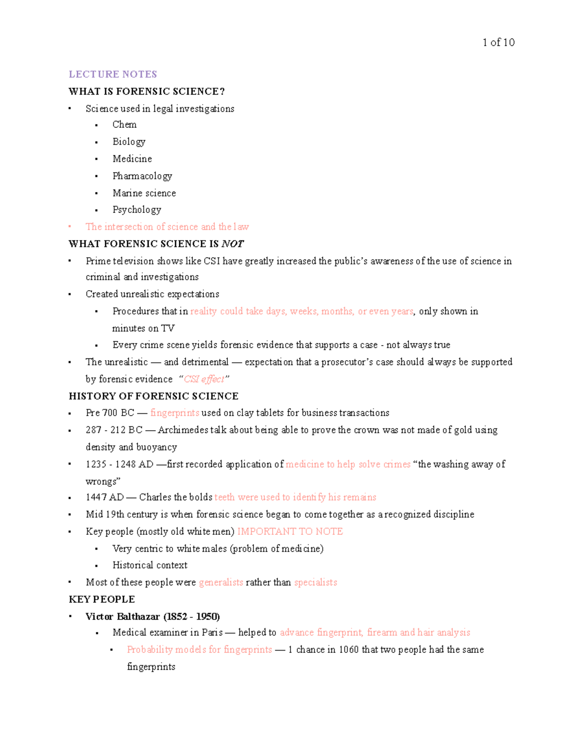 Week 1 notes - LECTURE NOTES WHAT IS FORENSIC SCIENCE? Science used in ...