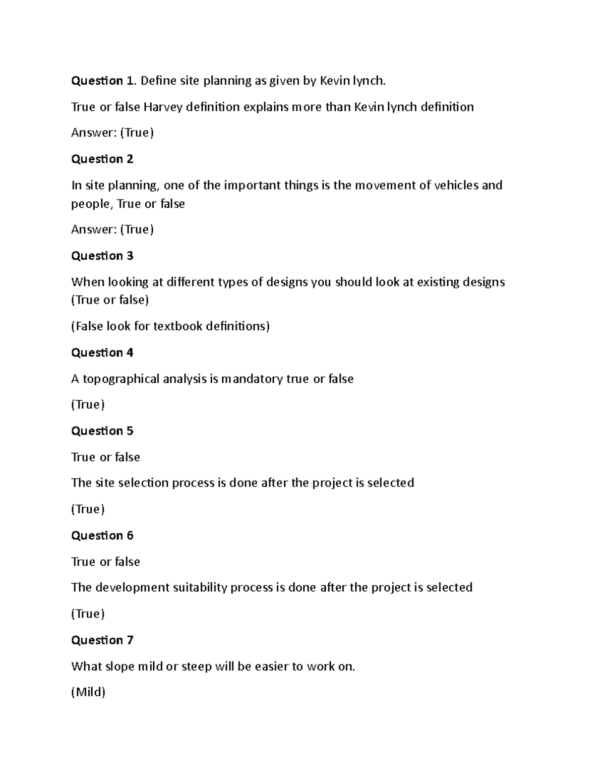 Site Planning Spring 2021 Lecture 1 Review Questions - Question 1 ...