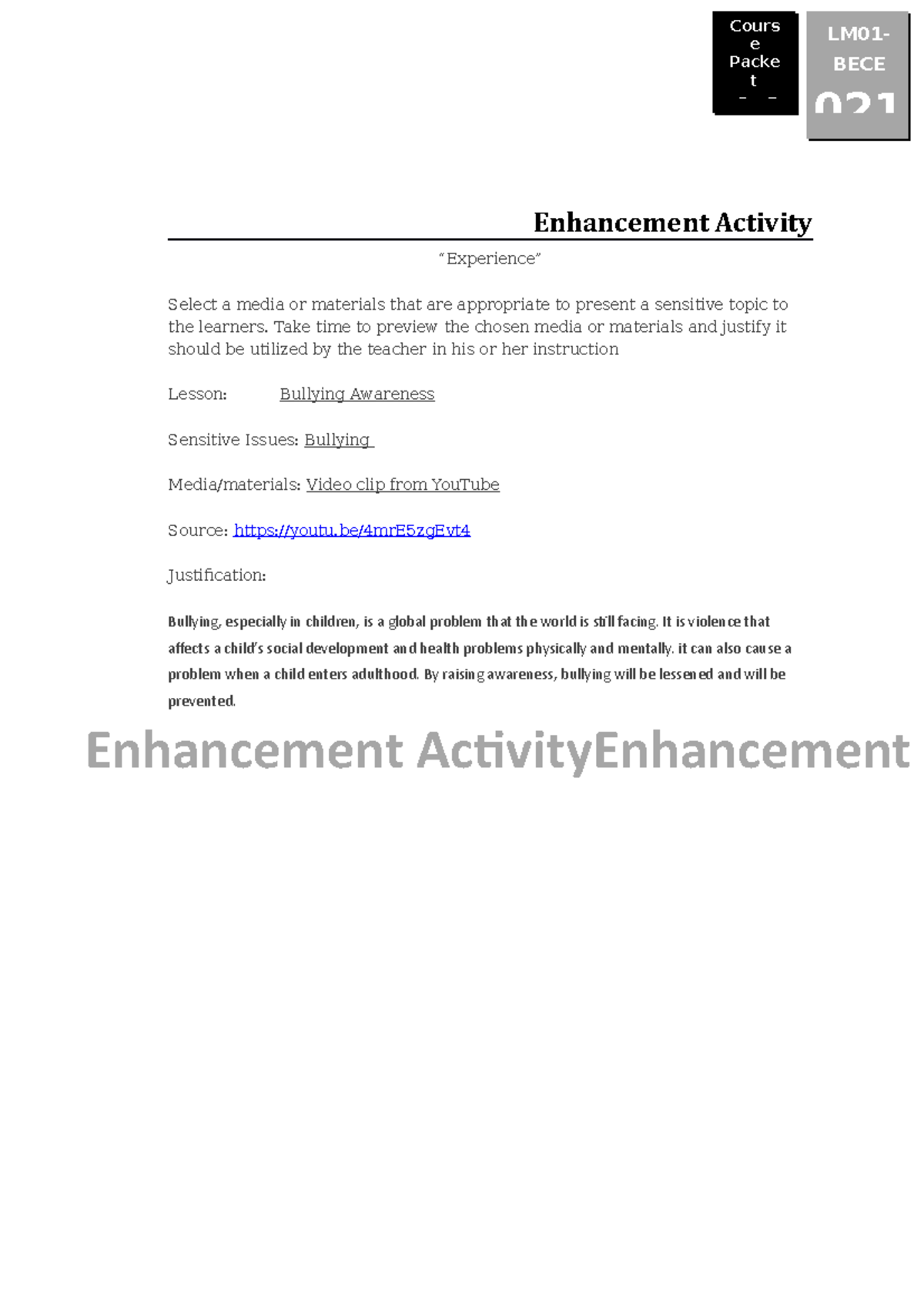 Course Packet 04 Activities Enhancement Activityenhancement Lm01