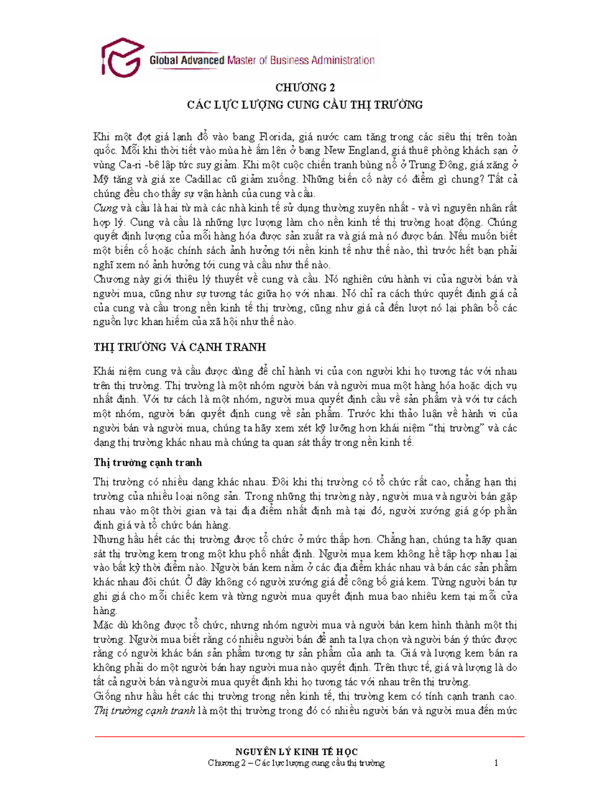 Chuong 2 Cac luc luong cung cau thi truong - NGUY N L› KINH T¾ HâC CH ̄¡NG 2 C¡C LĀC L ̄þNG CUNG ...