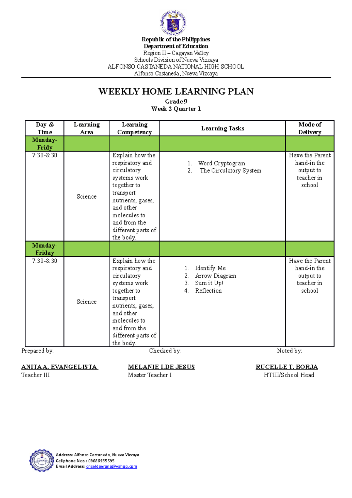 Week 2 Q1-Sci - Sample Material - Republic of the Philippines ...
